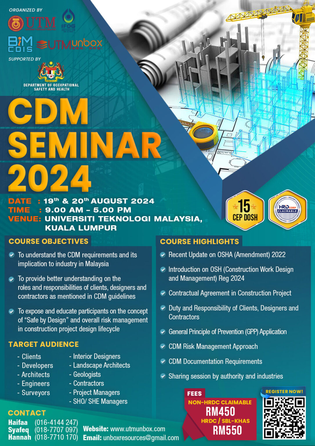 CONSTRUCTION WORK DESIGN MANAGEMENT (CDM) SEMINAR 2024 - Unbox ...